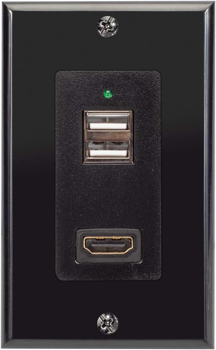 Magnadyne WC-USBHD-B | Wall Mount USB-A Charging Port & HDMI Pass Thro